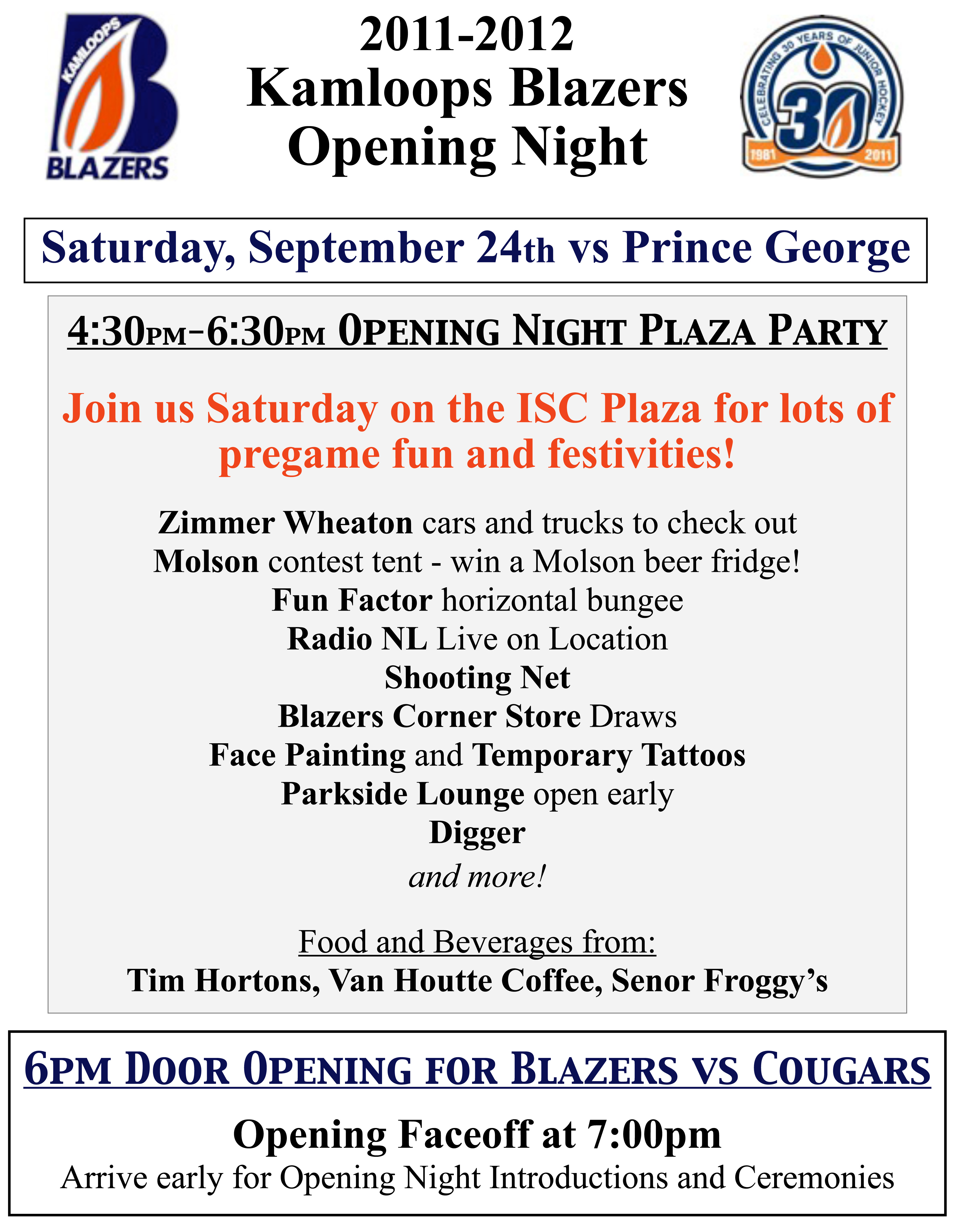 BLAZERS HOST PG IN SEASON OPNER! - Kamloops Blazers