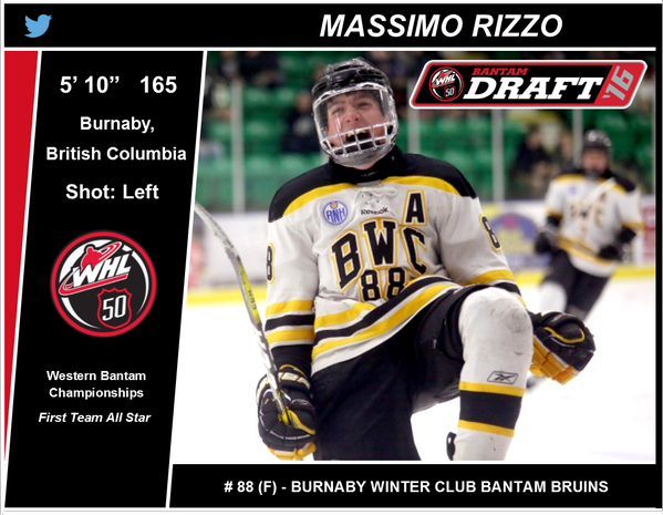 MASSIMO RIZZO SELECTED 15TH OVERALL BY BLAZERS - Kamloops Blazers