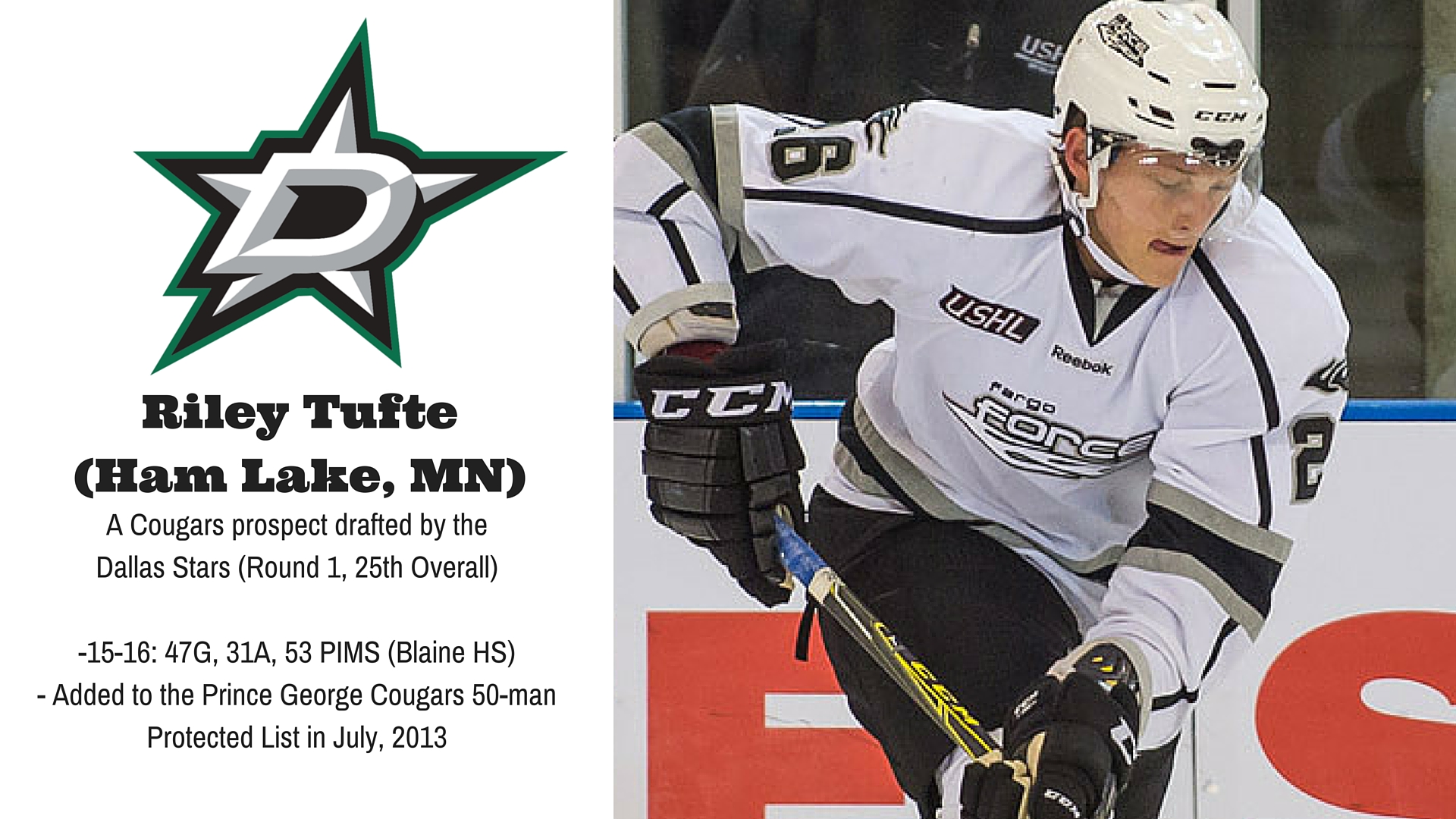 COUGARS PROSPECT RILEY TUFTE SELECTED 25TH OVERALL BY THE DALLAS STARS ...