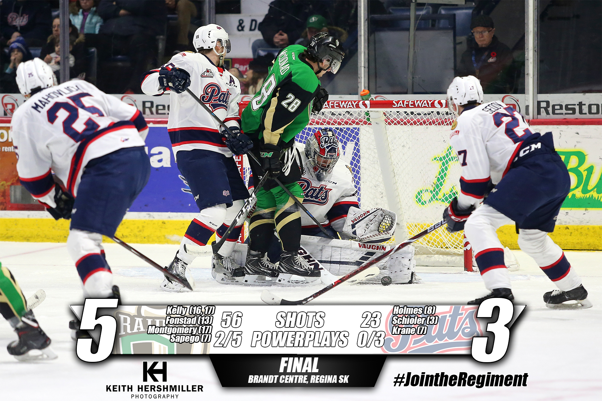 RECAP: Max Paddock makes 51 saves in Pats 5-3 loss to Raiders Tuesday ...