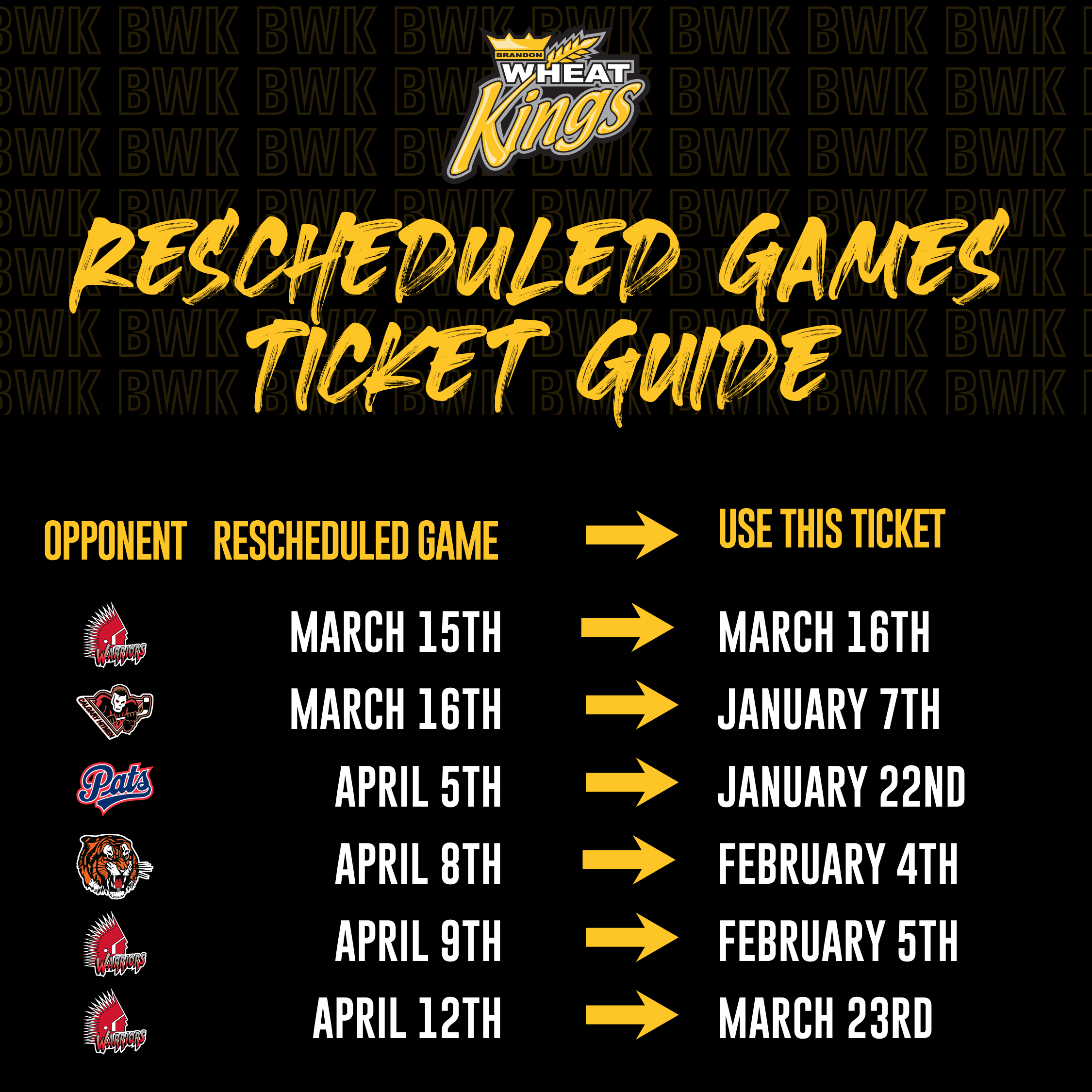 IMPORTANT TICKET INFORMATION - Brandon Wheat Kings