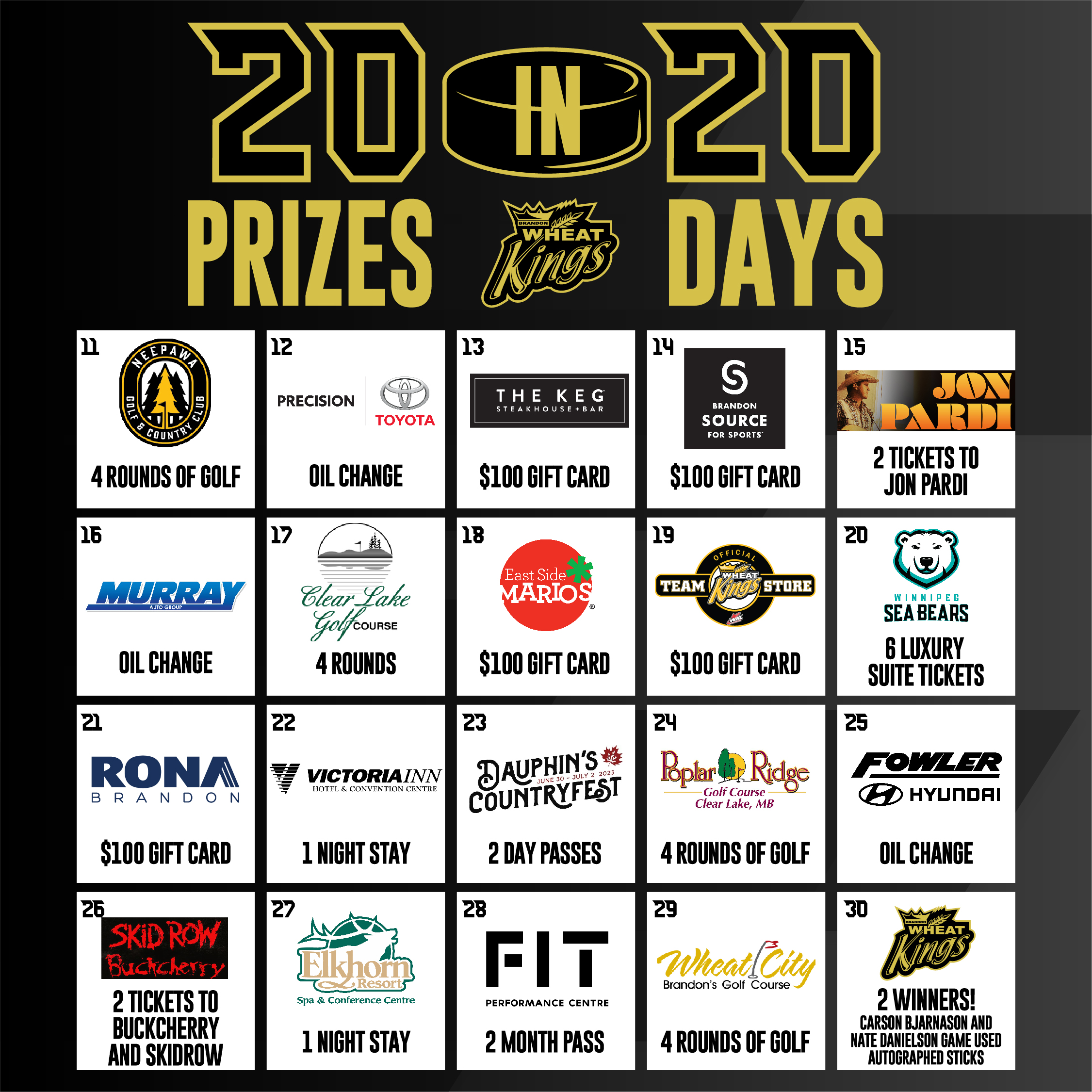 20 PRIZES IN 20 DAYS - Brandon Wheat Kings