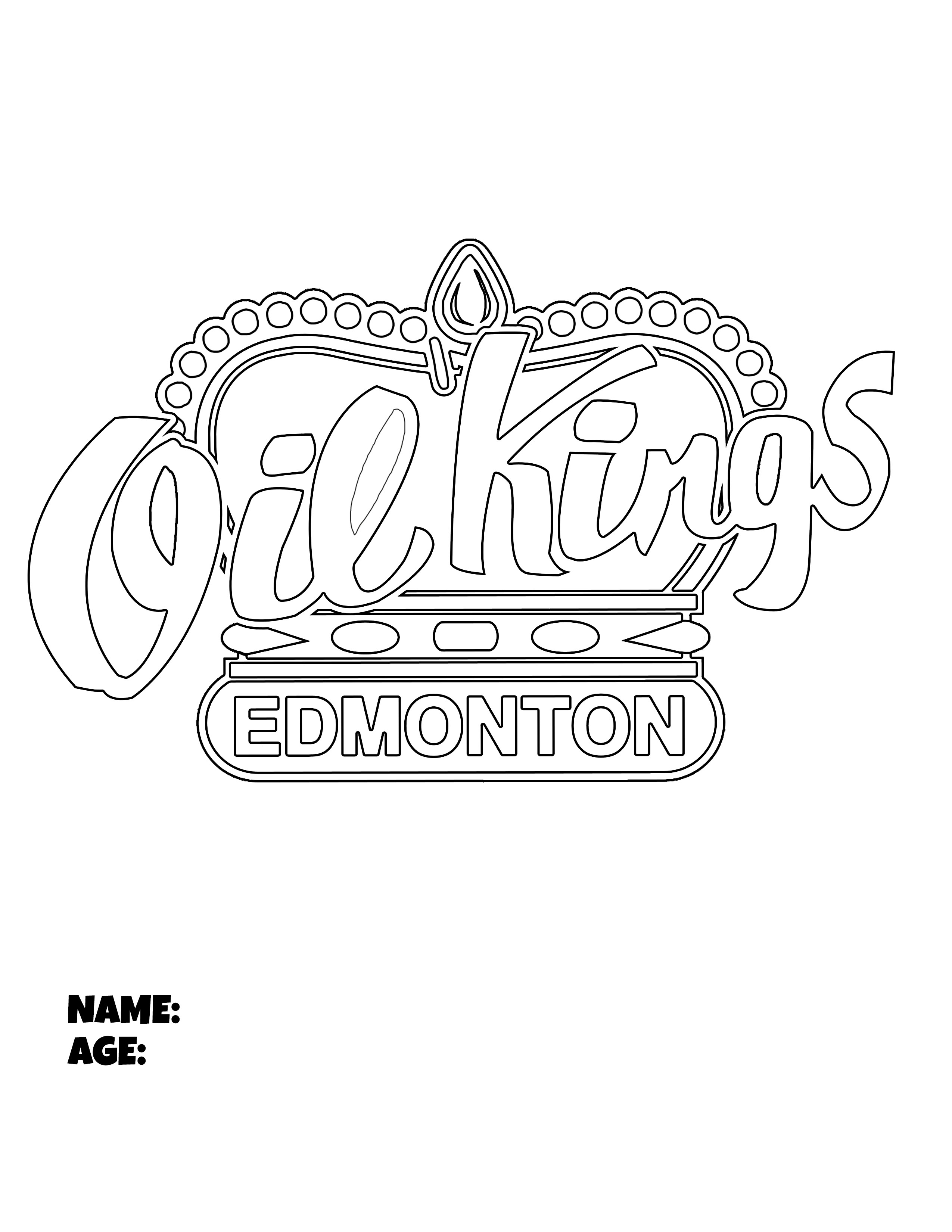 Oil Kings Colouring Pages - Edmonton Oil Kings