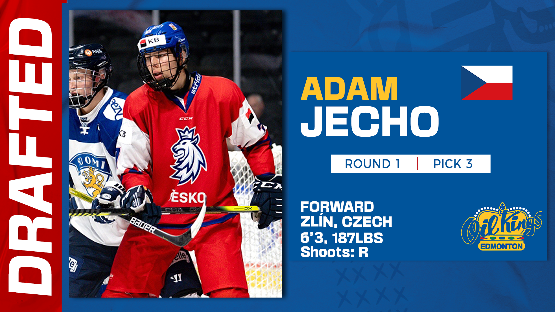 Oil Kings select Czech forward Adam Jecho at 2023 CHL Import Draft - Edmonton Oil Kings