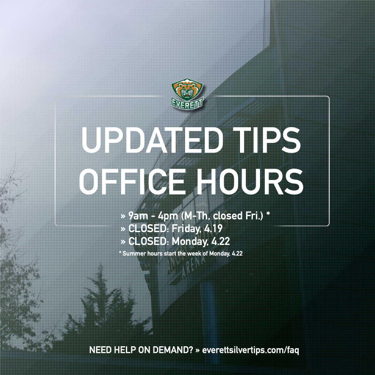 Need Help? Take Note: Updated Office Hours - Everett Silvertips