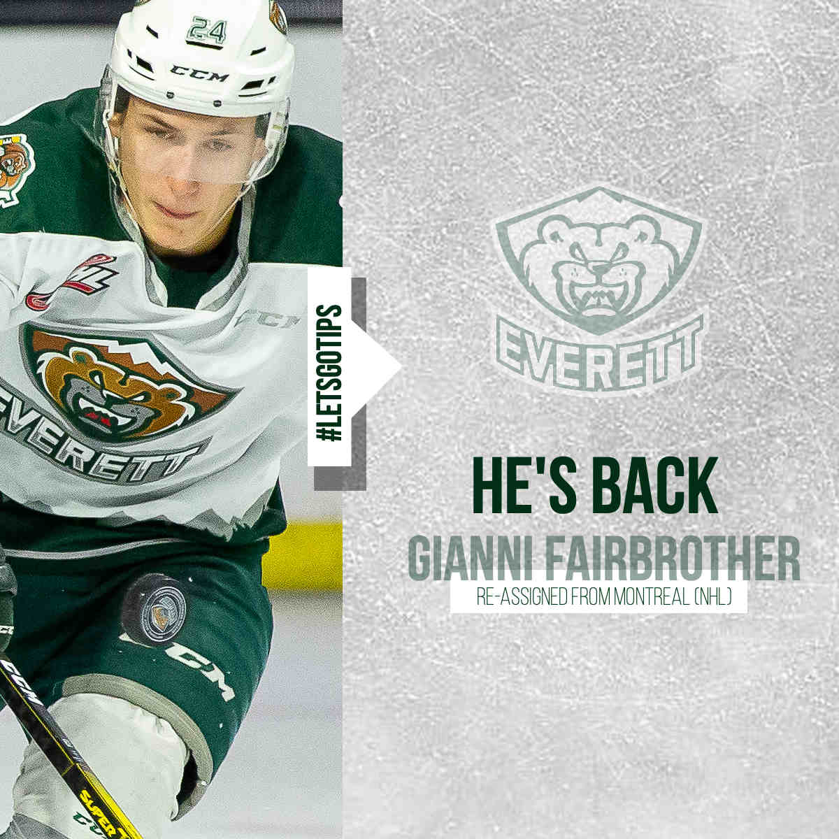 HE'S BACK // Gianni Fairbrother, Re-assigned from Montreal (NHL ...