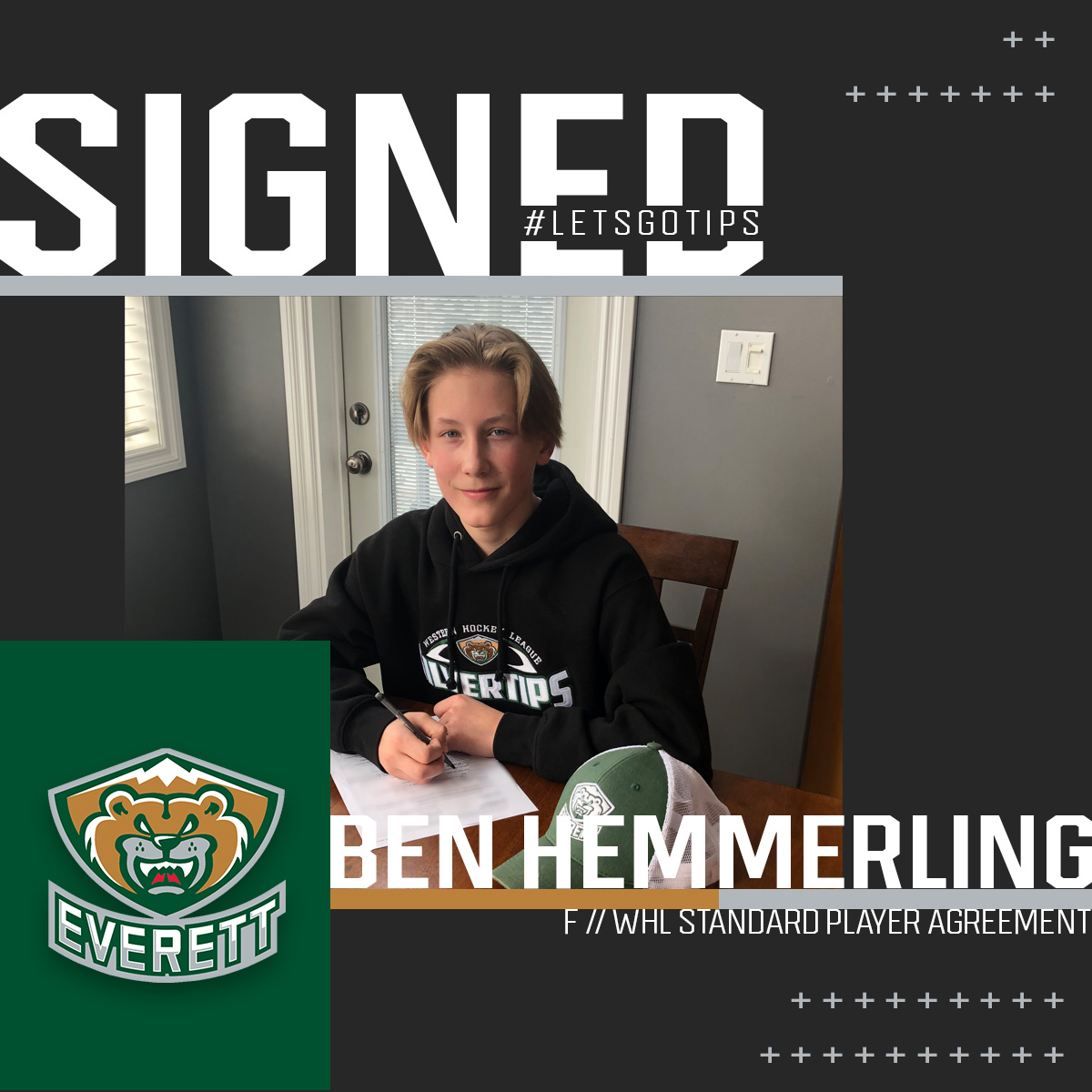 SIGNED // F Ben Hemmerling, WHL SPA - Everett Silvertips
