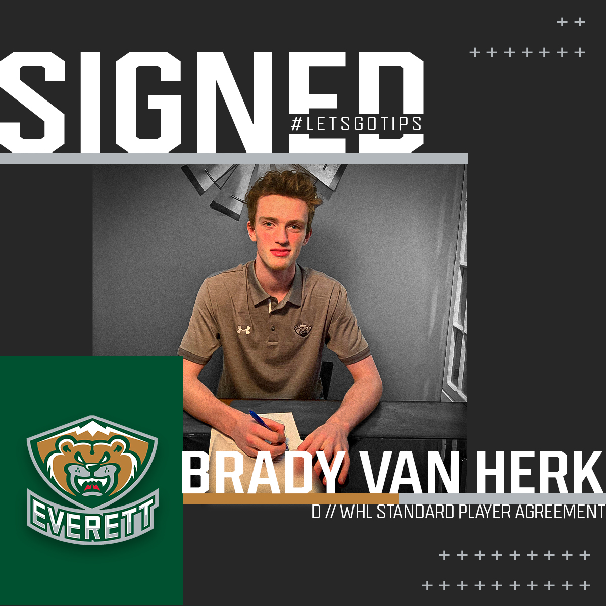 SIGNED // Defenseman Brady Van Herk, WHL SPA - Everett Silvertips