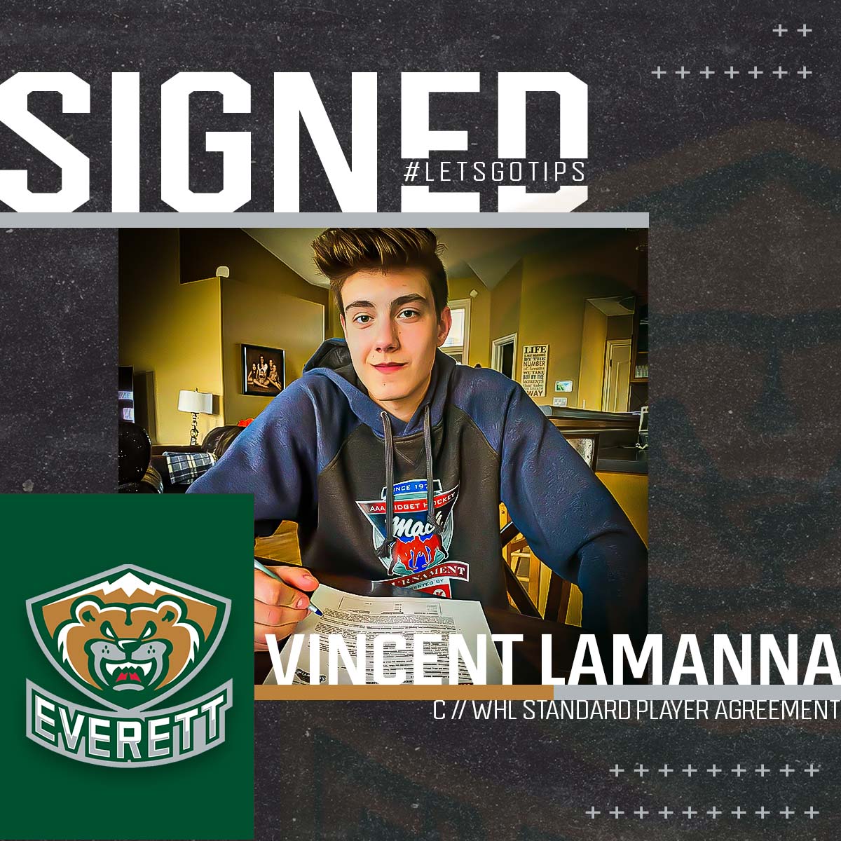 SIGNED » C Vincent Lamanna, WHL SPA - Everett Silvertips