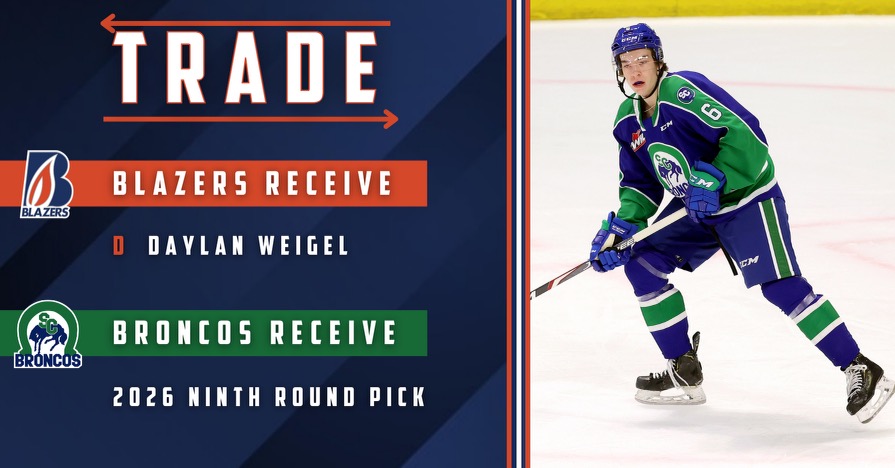 BLAZERS ACQUIRE RIGHTS TO DAYLAN WEIGEL - Kamloops Blazers