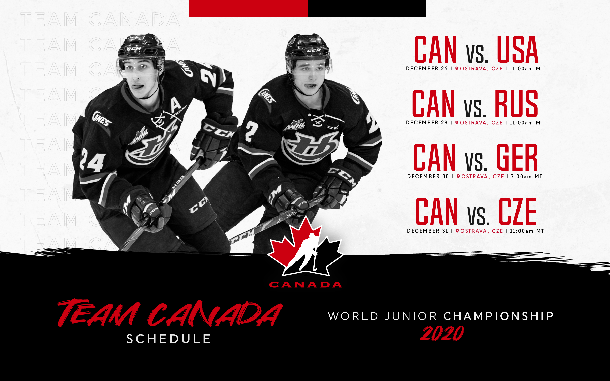 Team Canada 2020 World Junior Championship Schedule - Lethbridge Hurricanes