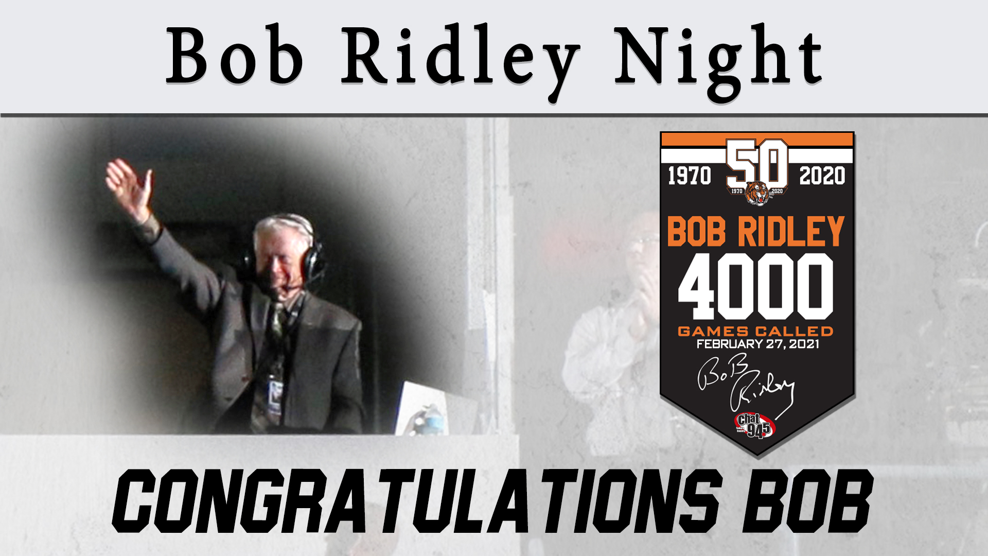CONGRATULATIONS BOB - Medicine Hat Tigers