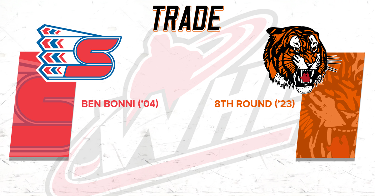 TIGERS DEAL BONNI TO CHIEFS - Medicine Hat Tigers