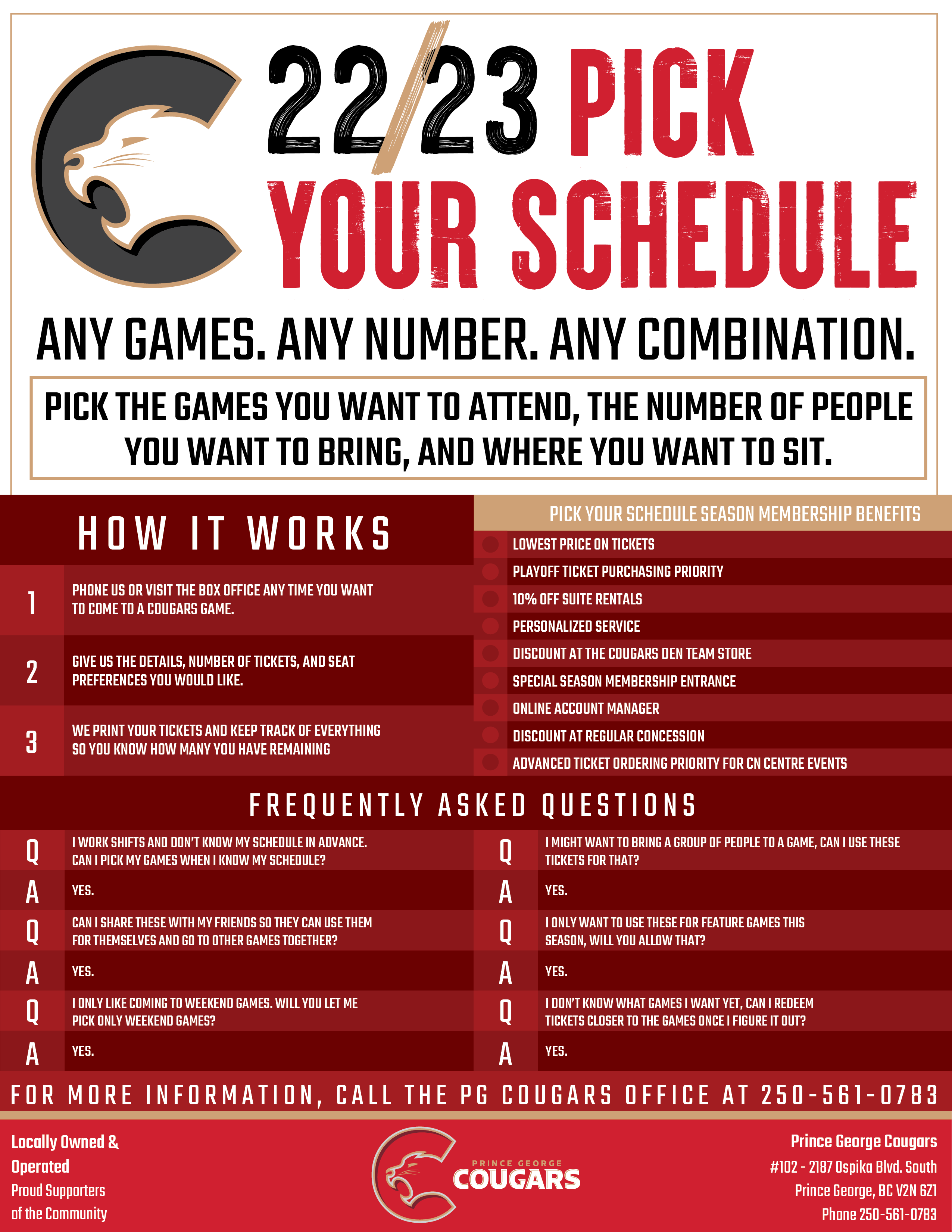 Pick Your Schedule - Prince George Cougars