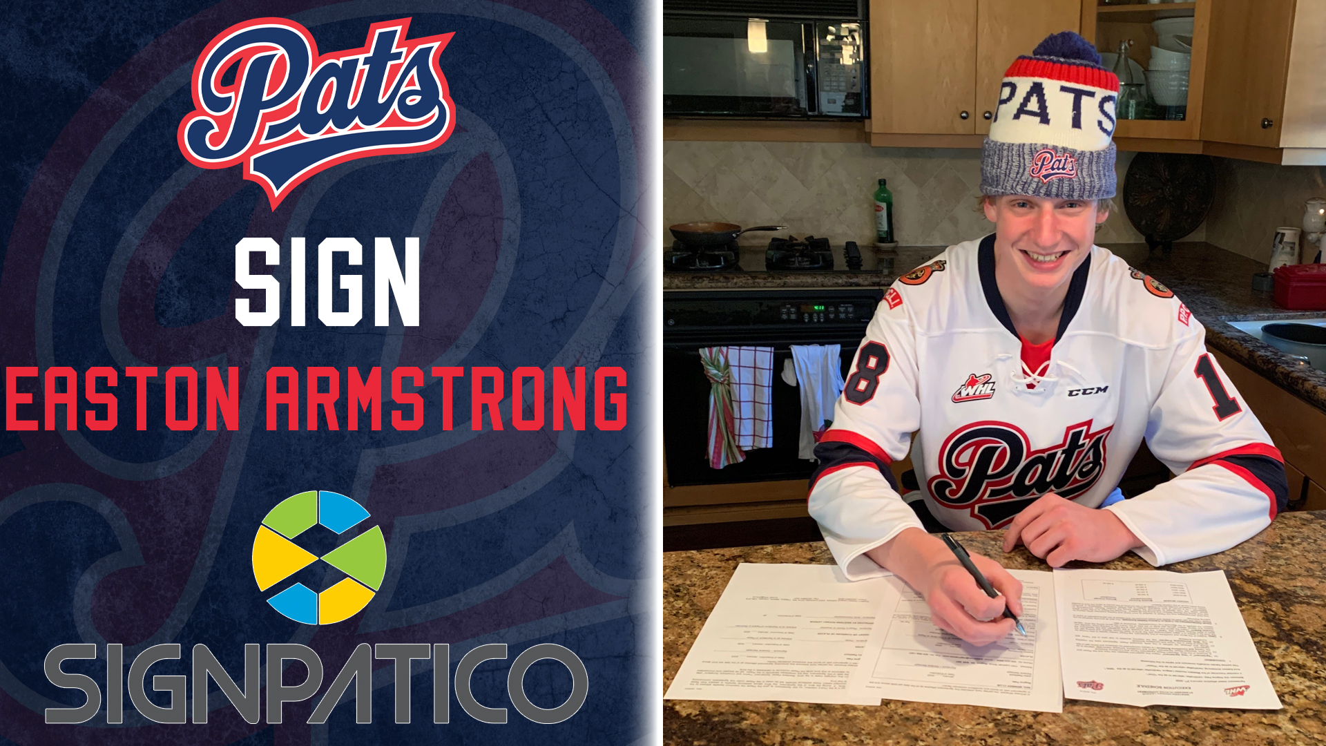 Signpatico Player Signing: Pats sign forward Easton Armstrong - Regina Pats