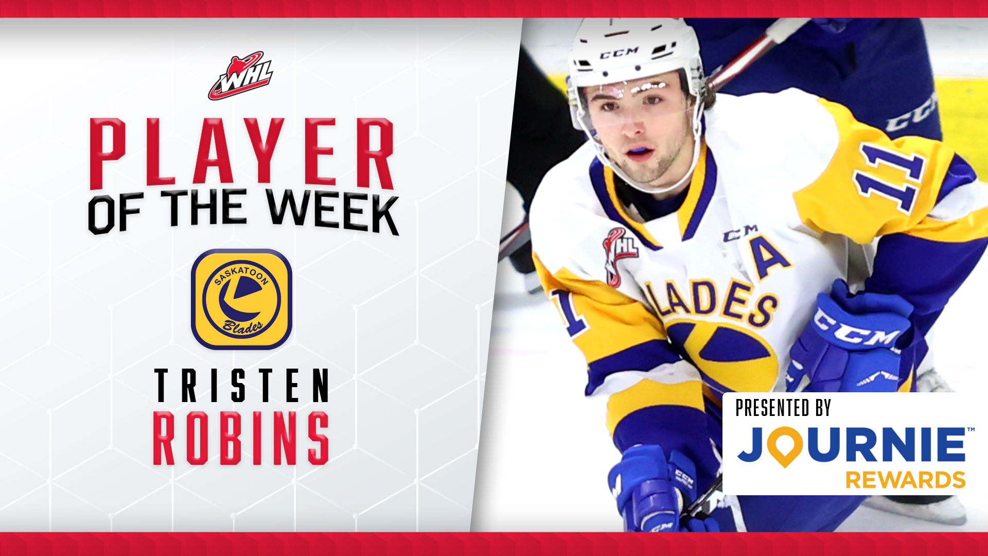 Tristen Robins named WHL Player of the Week - Saskatoon Blades