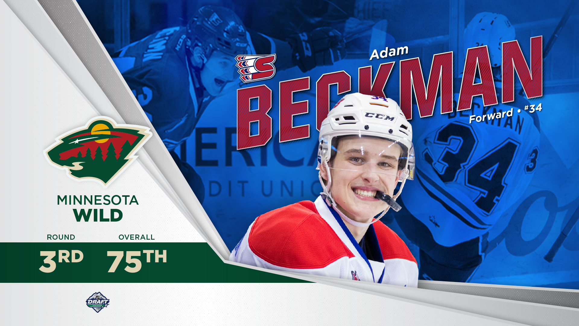 Beckman Drafted 75th Overall by Minnesota Wild - Spokane Chiefs