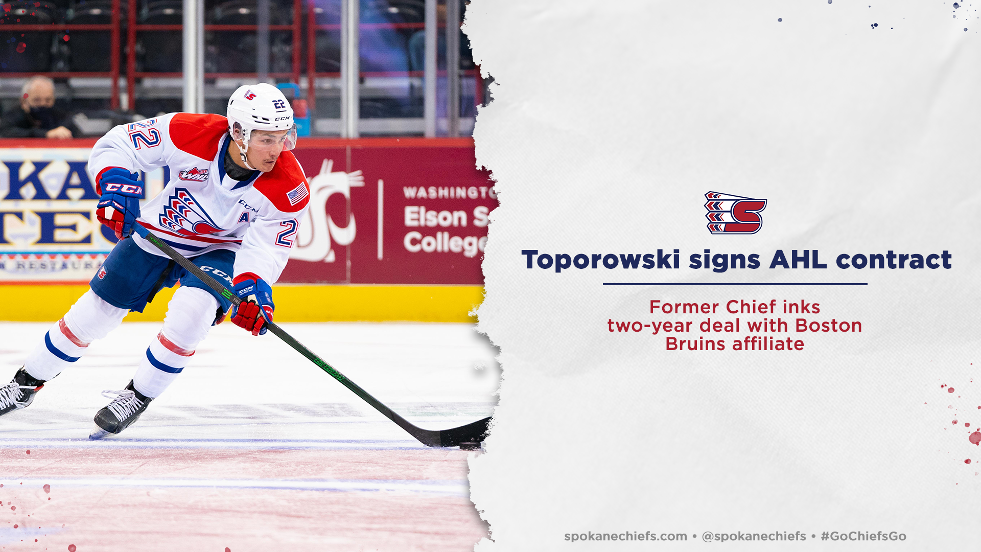 Toporowski signs two-year AHL deal with Providence Bruins - Spokane Chiefs