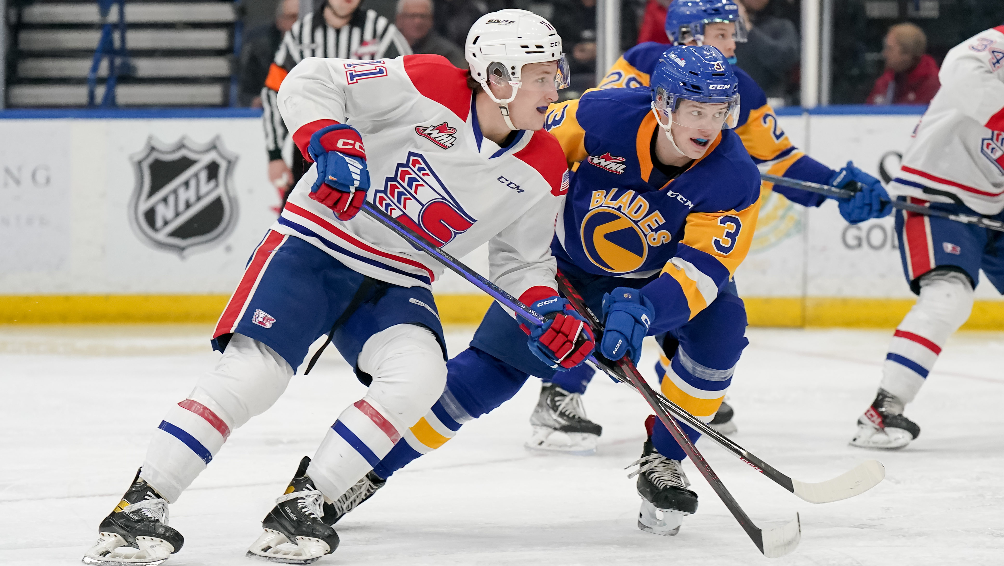 Chiefs battle back behind five-goal third, fall 8-5 to Blades - Spokane ...