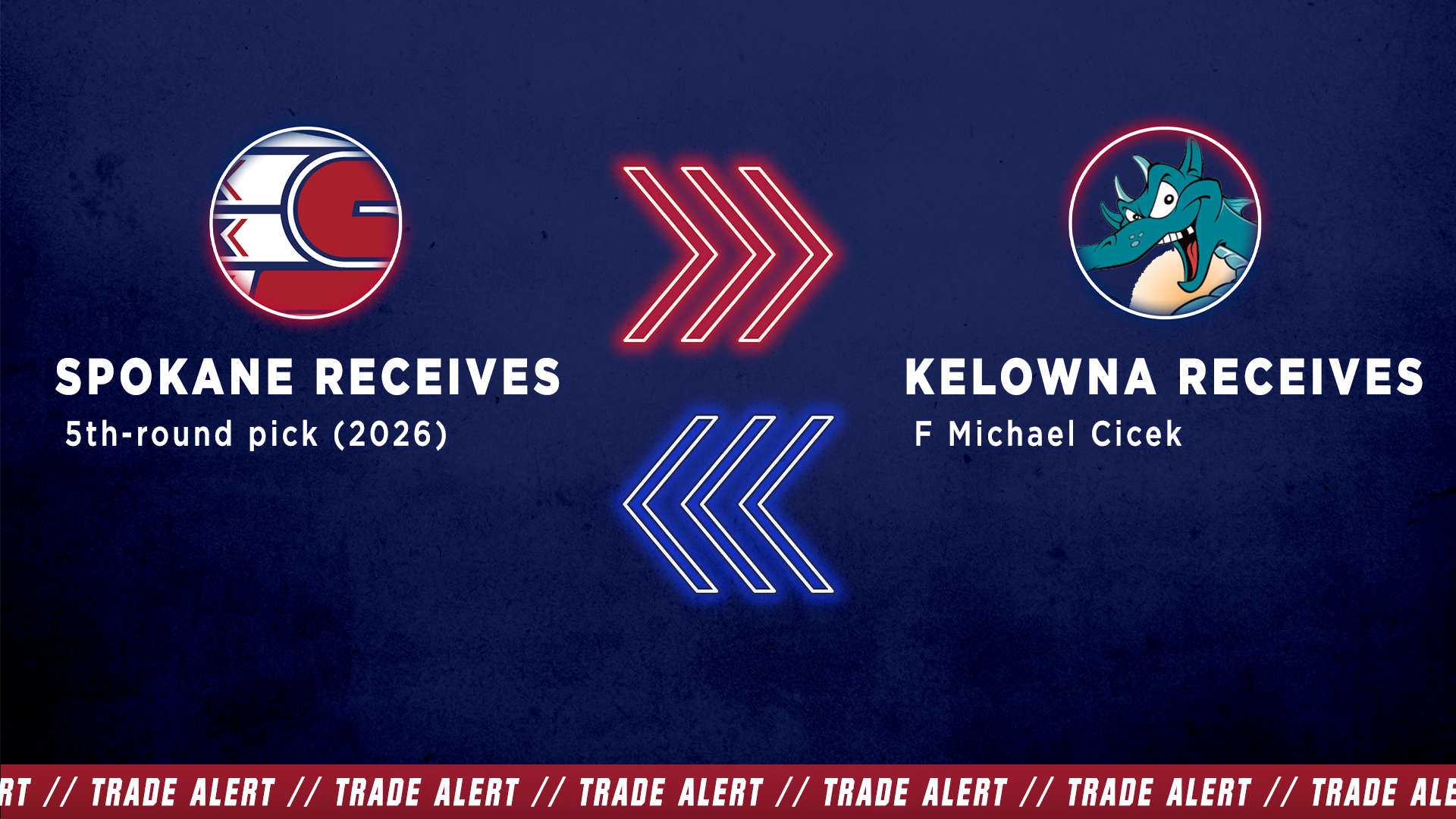 Chiefs acquire 2026 fifth-round pick from Kelowna in exchange for F Michael Cicek - Spokane Chiefs