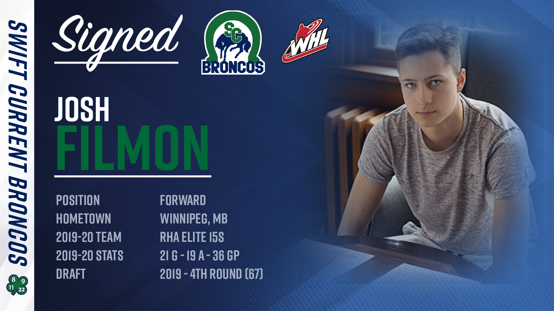 Broncos sign Josh Filmon to WHL Standard Player Agreement - Swift ...