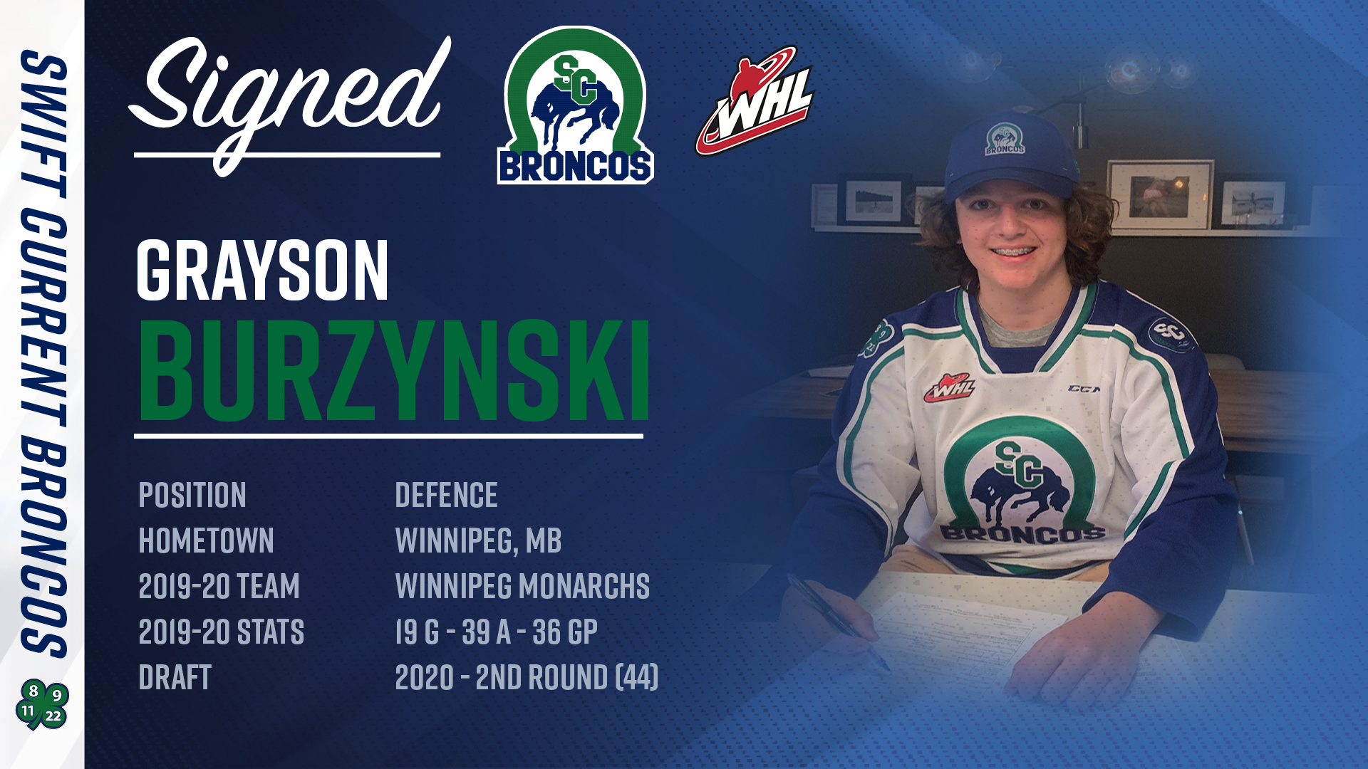 Broncos sign Grayson Burzynski to WHL Standard Player Agreement - Swift ...