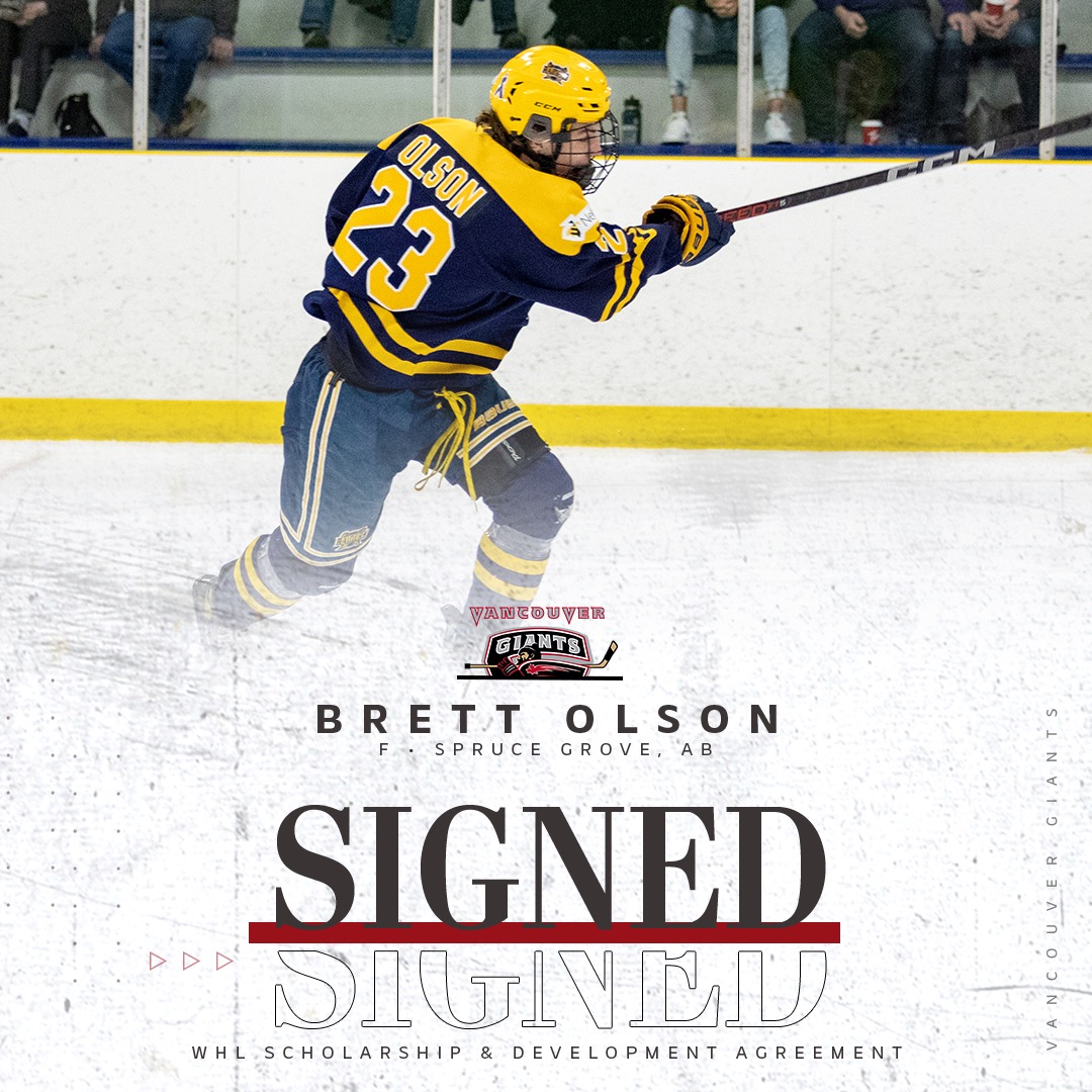 GIANTS SIGN 8TH OVERALL PICK BRETT OLSON - Vancouver Giants
