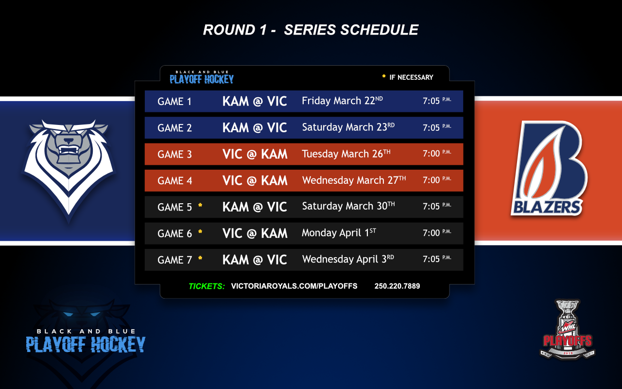 ROYALS TO FACE BLAZERS IN FIRST ROUND OF 2019 WHL PLAYOFFS - Victoria ...