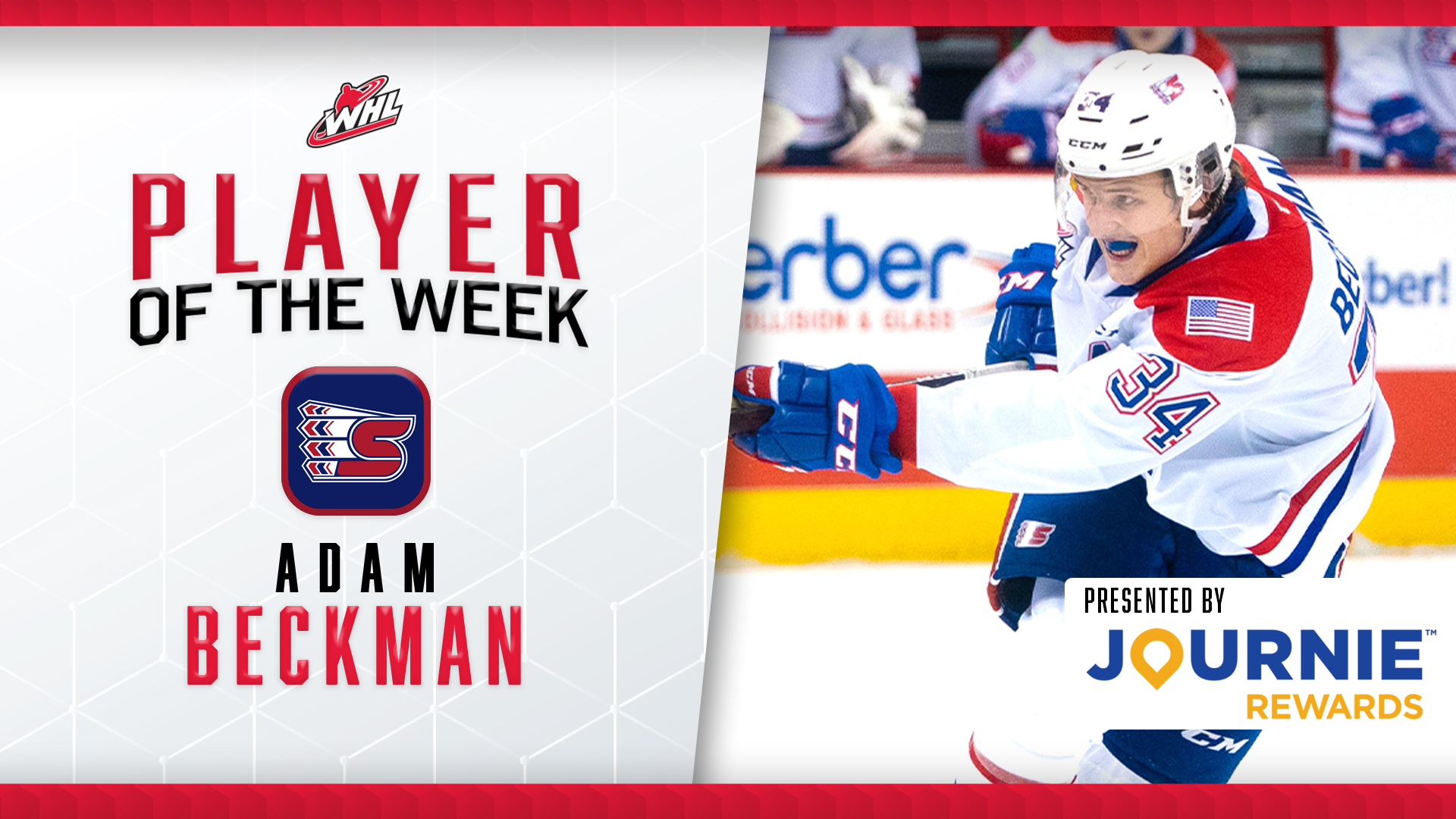 Chiefs forward Beckman named WHL Player of the Week presented by Journie Rewards - CHL