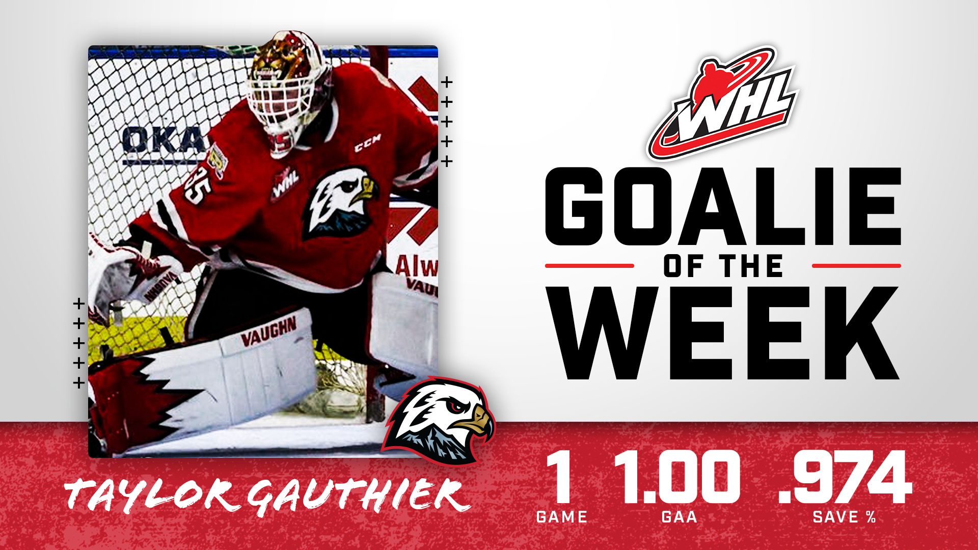 Winterhawks netminder Gauthier named WHL Goaltender of the Week - CHL