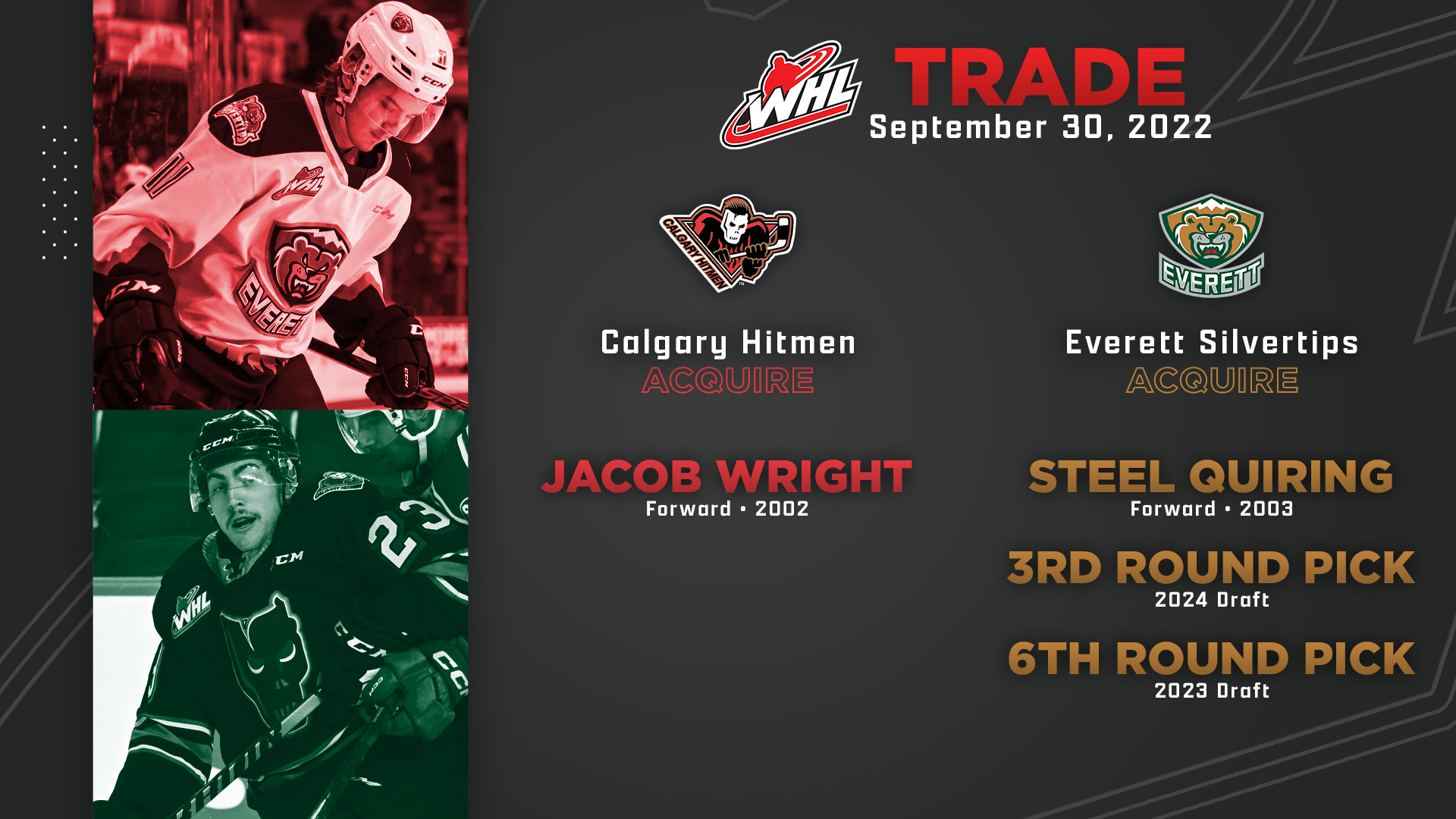 Hitmen add 20-year-old forward Wright in deal with Silvertips - Western ...