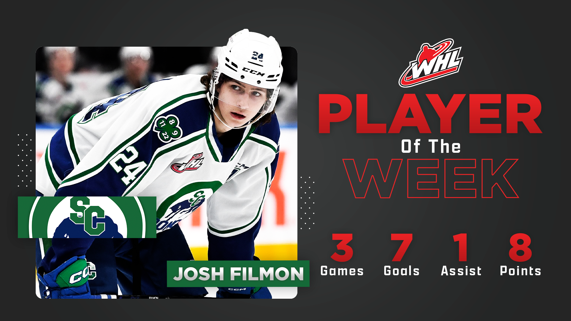 Devils prospect Filmon named WHL Player of the Week - Western Hockey League