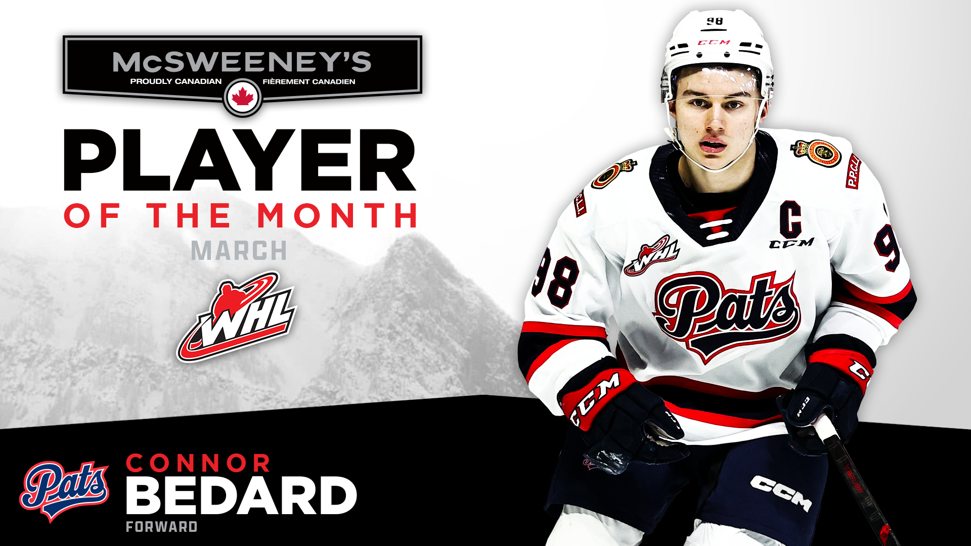Pats captain Bedard named McSweeney's WHL Player of the Month - Western Hockey League